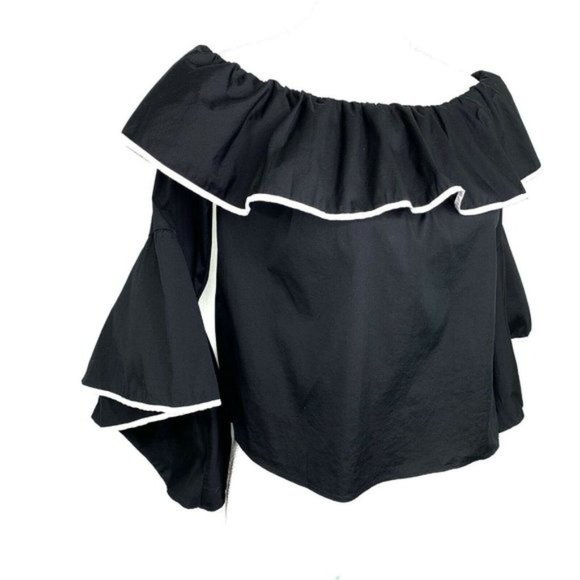 Zara | Tops | Zaraoff The Shoulder Poplin Ruffle Top | Poshmark